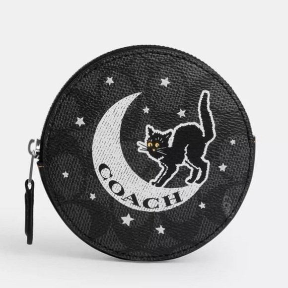 Coach | Bags | Coach Halloween Coin Card Case W Cat Moon Signature ...